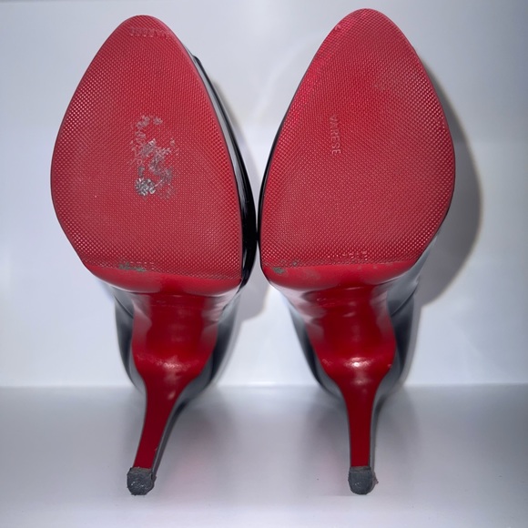 Christian Louboutin | Shoes | Christian Louboutin Lady Peep Patent Leather Pumps Black | Poshmark